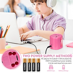 Eagle Electric Pencil Sharpener, Battery or USB Operated, Dual Holes, Dual Blades, fit for Pencils of Size 6-8mm and 9-12mm (Pink)
