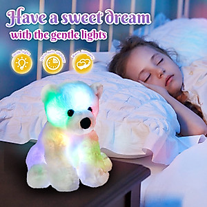 BSTAOFY Glow Polar Bear Light up Stuffed Animal LED Night Light Soft Plush Toy Adorable Birthday Valentines Mother's Children's Day for Toddler Kids, White, 9.5''