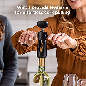 Rabbit Premium Wine Wing Corkscrew Wine Opener and Bottle Opener, Black 2.36 x 1.97 x 7.68 IN