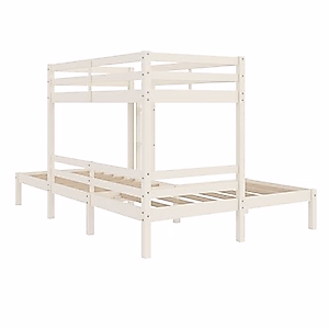 DHP Casey Kids' L-Shaped Corner Triple Bunk Bed, White