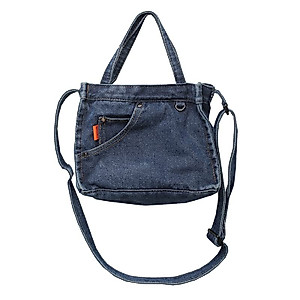GESALOP Women's Denim Crossbody Bag, Small Shoulder Bag, Denim Purse, Handbag (Dark Blue)