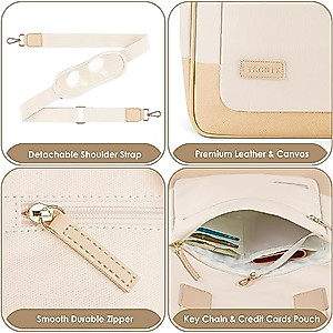 ETRONIK Tote Bag for Women, Canvas Tote Bag with Pockets, Compartments and Zipper for Work, School, Casual, Khaki