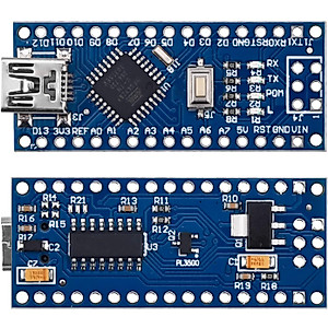 2-Pack Nano Board, Aideepen V3.0 Nano ATmega328P CH-340 Development Board Without Cable Mini USB Port with 30 PIN Headers Pin Unsoldered