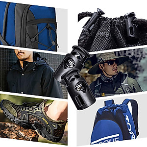 AQRINGO Plastic Cord Locks Upgraded Single Hole Spring Toggle Stopper Cord Stops Fastener Toggles for Shoelaces, Drawstrings, Paracord, Bags, Clothing, and More (10Pcs, Black)