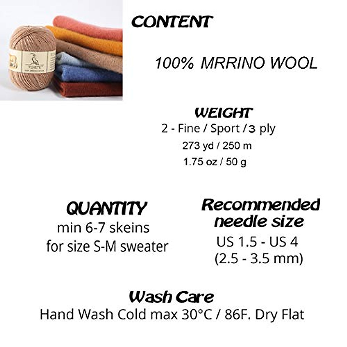 TEHETE 100% Merino Wool Yarn for Knitting 3-Ply Luxury Warm Soft Lightweight Crochet Yarn (Khaki)