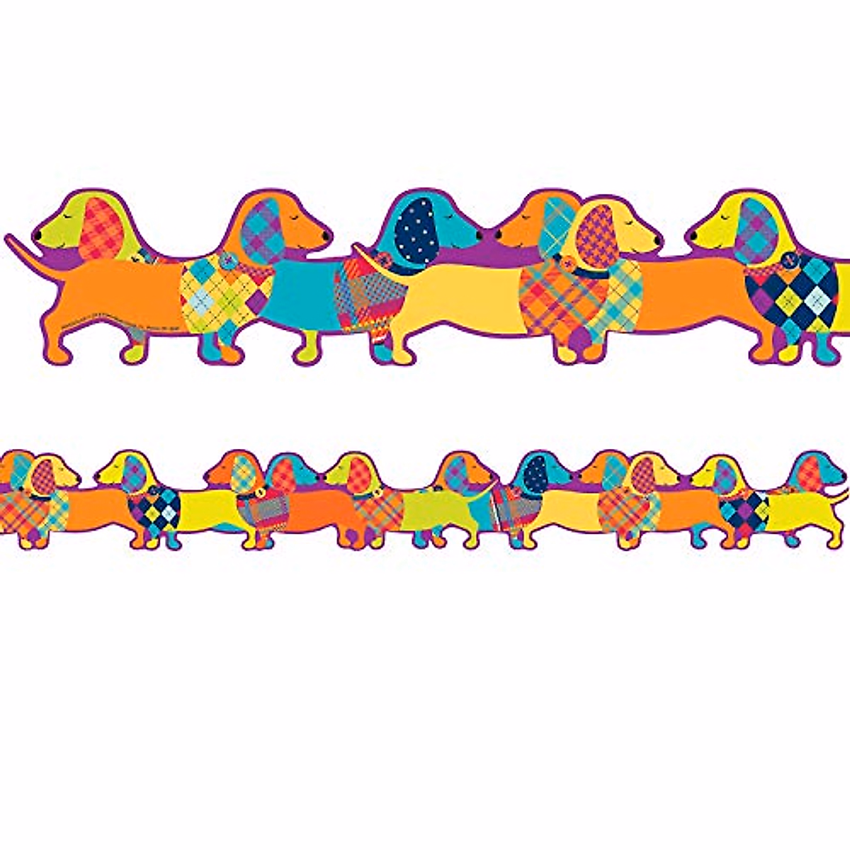 Eureka Multicolor Plaid Dog Themed Extra Wide Bulletin Board Trim and Classroom Decoration Strips, 12pcs, 3.25'' x 37''