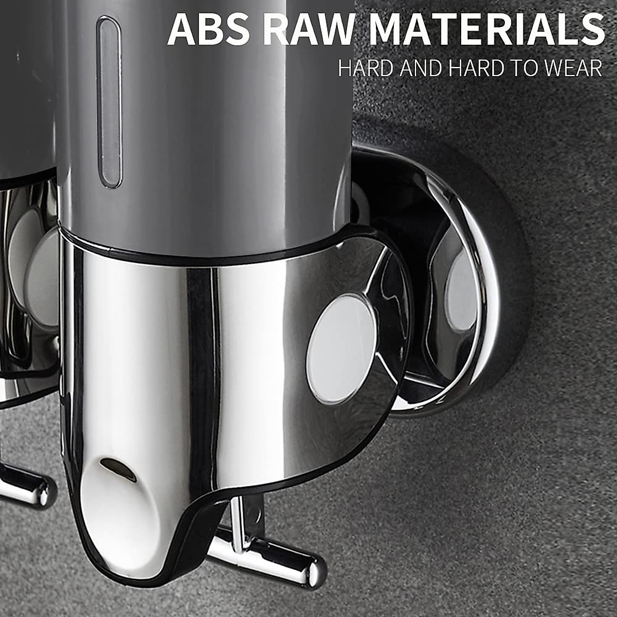 No-Drill 3 Pack 500ml Wall Mounted Soap Dispenser for Bathroom and Kitchen, Shampoo and Conditioner Dispenser Drill Free with Adhesive(Round-Grey)