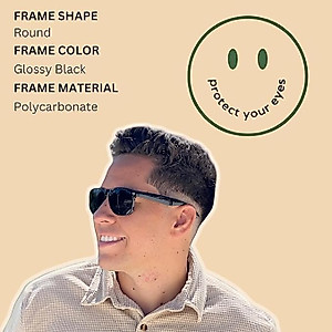 ShadyVEU Super Dark Round Sunglasses UV400 Casual Blacked Out 80's Retro Shades (Glossy Black Frame, Dark Black)