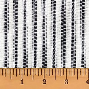 Medium Weight Black White Ticking Stripe Homespun Cotton Fabric by JCS - Sold by The Yard