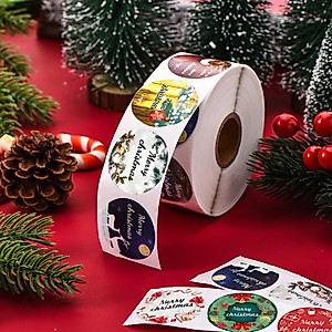 Outus 1000 Pieces Christmas Stickers for Envelopes 1.38", 9 Designs Round Merry Christmas Label Stickers Christmas Envelope Seal Self Adhesive Holiday Stickers for Cards Gift Party(Cute)
