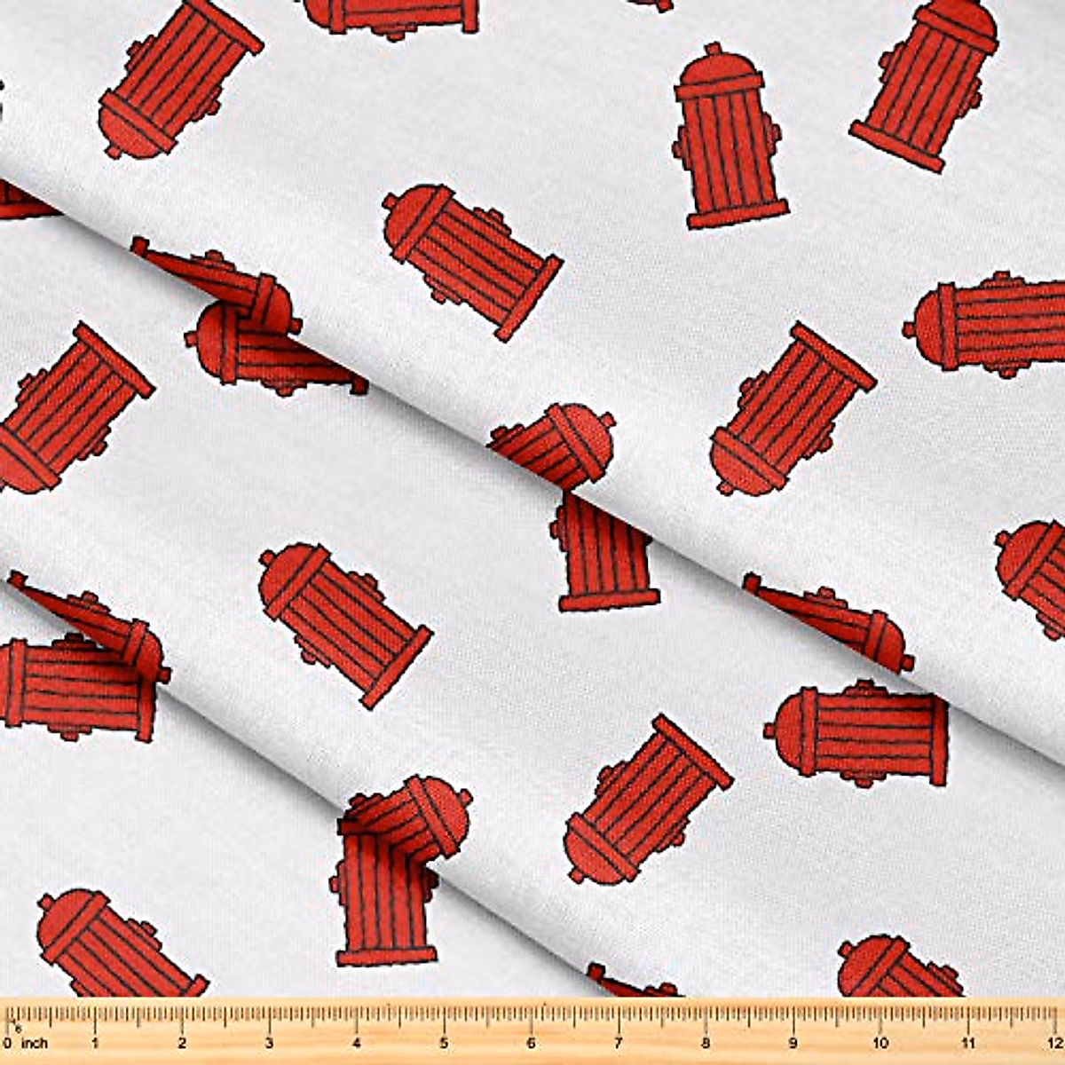 Fabric by The Yard [ 58" inches x 1 Yard ] Decorative Fabric for Sewing Quilting Apparel Crafts Home Decor Accents (Fire Hydrant Doodle Pattern)