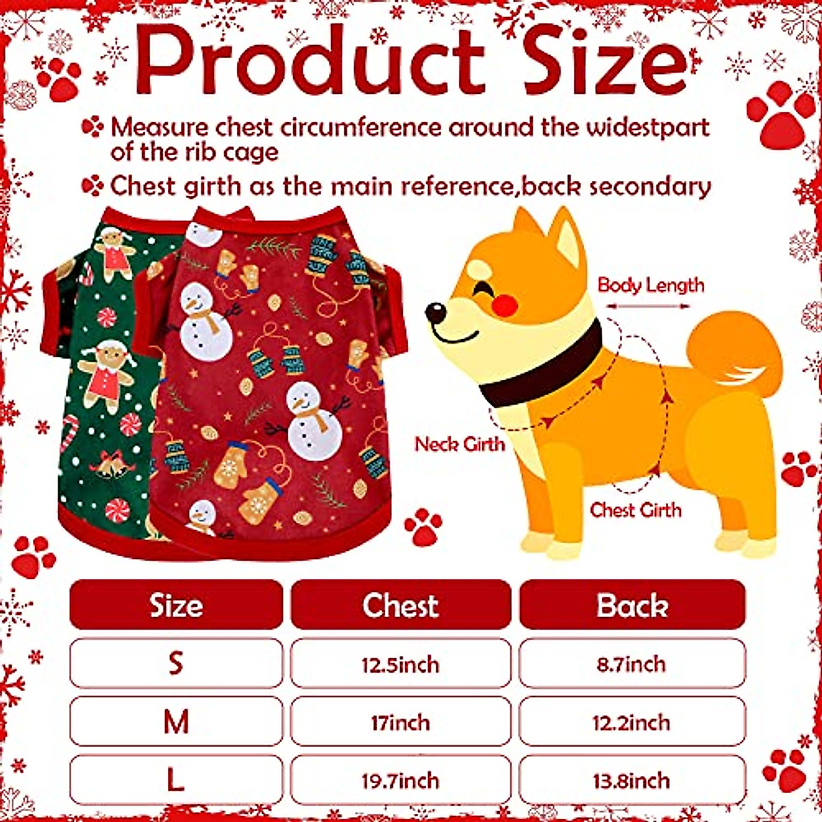 6 Pieces Christmas Dog Clothes Pet Shirts Breathable Puppy Vest Printed Christmas Snowman Reindeer Santa Claus Dog Shirts for Soft Outfit Dogs and Cats (L(8.8lbs-11.1lbs))