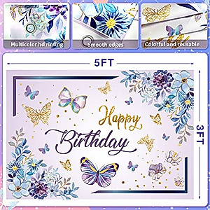Butterfly Background Birthday Party Decorations, Butterfly Themed Banner 5x3ft for Birthday Party, Spring Theme Butterfly Background Banner Decorations, Spring Butterfly Photo Supplies