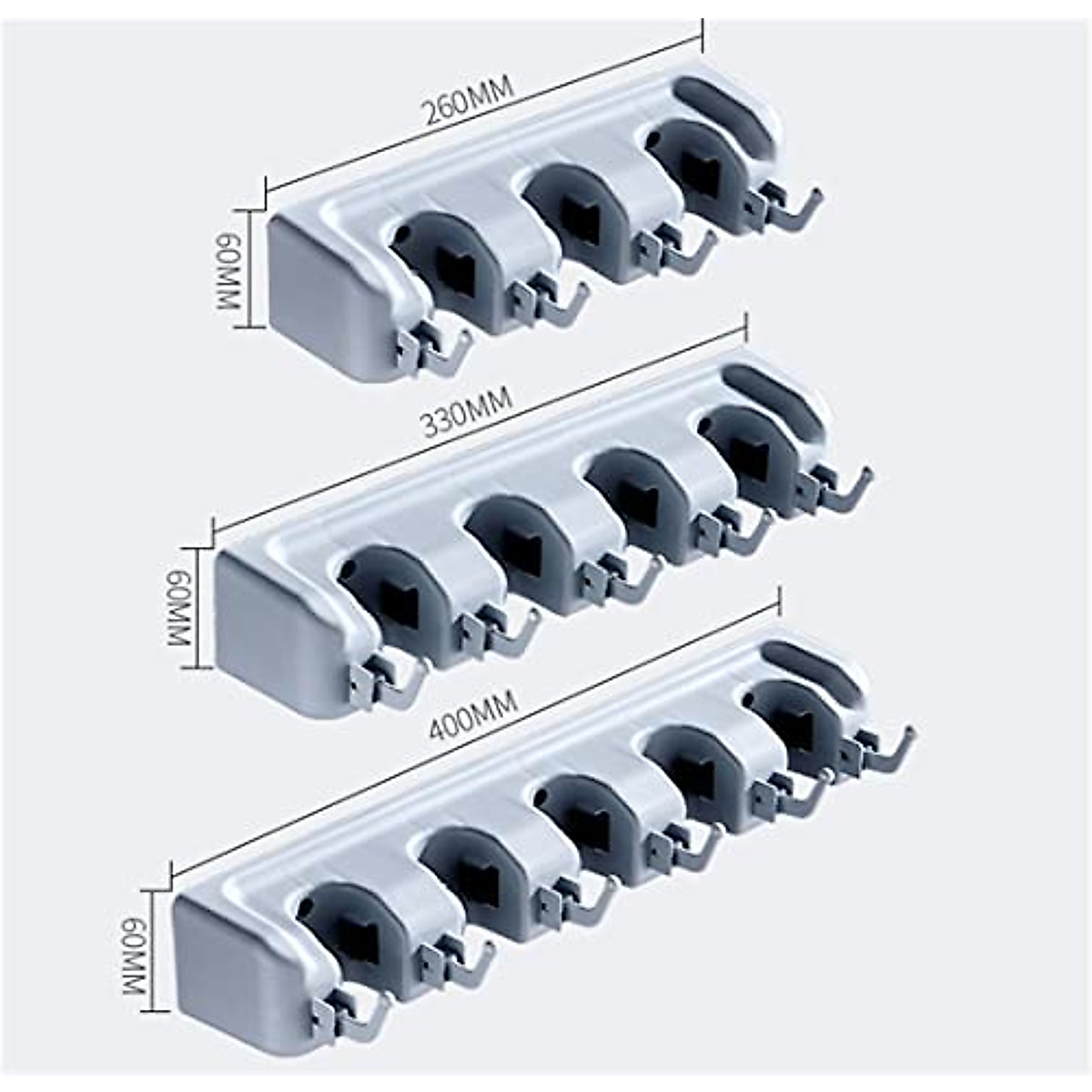 KK5 Broom Holder Rack & Garden Tool Organizer Rake or Mop Handles, Wall Mounted Commercial Organizer Saving Space Storage Rack for Kitchen Garden and Garage