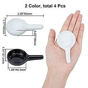 AHANDMAKER 4 Pcs Little Candle Spoon Replacement, 2 Pcs Tealight Wax Warmer Flat Round Ceramic Candle Spoon for Essential Oil Burner Tealight Fragrance Warmer Aromatherapy Diffuser