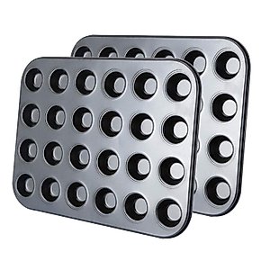 Kingrol 24-Cup Nonstick Mini Cupcake & Muffin Pans, Carbon Steel Baking Pans - 2 Pack