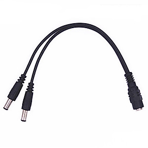 BronaGrand 2pcs DC Power 1 Female to 2 Male 5.1mm X 2.1mm DC Power Adapter Splitter Cable for CCTV Security Cameras LED Strip Light