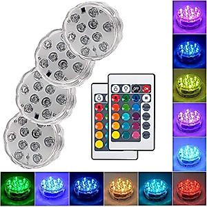 Classic Pool Lights LED Remote Control RGB Diving Light Battery-Powered Underwater Night Light Outdoor Vase Bowl Garden Christmas Party Decoration Pond Lights