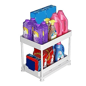 Kitchen Storage Stand, Under Sink Organizer, Light Weight Products Cabinet, Double Layer Storage Shelf, Adjustable Shelf Rack 15.4912.6 inches, Under Kitchen or Sink Organizer and Storage