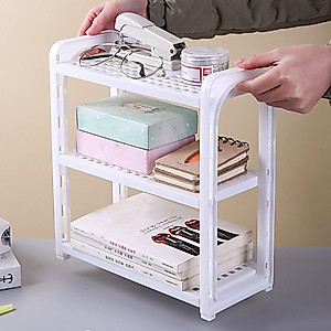 1PCS Three-Layer Storage Rack,Multifunctional Storage Rack Hollow Shelf Rack Adjustable Sundries Organizer for Kitchen Office(Pink)