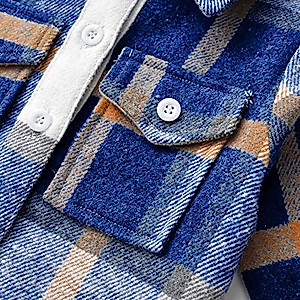 Kids Boys Girls Plaid Flannel Shirt Jacket Long Sleeve Lapel Button Down Shacket Coats Fall Winter Clothes,0-10Years