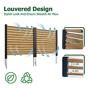 MARVOWARE Privacy Screens Fir Wood Outdoor Privacy Fence Screen Decorative Slatted Fencing for Air Conditioner and Trash Can,2 Pack