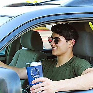 LaserGram 20oz Vacuum Insulated Tumbler Mug, World's Greatest Son, Personalized Engraving Included (Faux Leather, Blue)