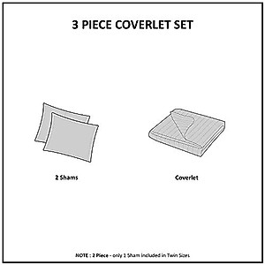 Madison Park Tuscany Quilt Set-Casual Damask Medallion Stitching Design Lightweight Coverlet Bedspread Bedding, Shams, Full/Queen (90 in x 90 in), Medallion White 3 Piece