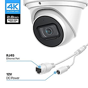 Amcrest 2-Pack UltraHD 4K (8MP) Outdoor Security IP Turret PoE Camera, 3840x2160, 98ft NightVision, 2.8mm Lens, IP67 Weatherproof, MicroSD Recording (256GB), White (2PACK-IP8M-T2599EW)