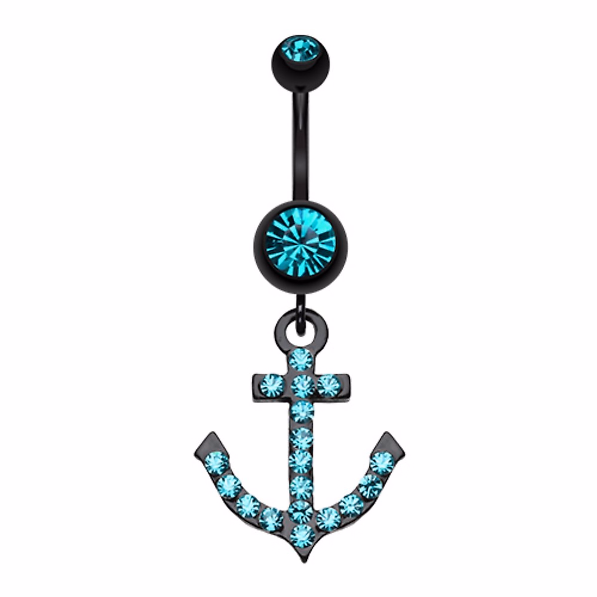 Blackline Anchor Gem Sparkle WildKlass Belly Button Ring