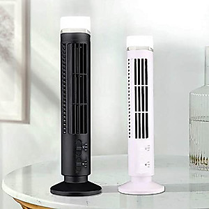 Hot6sl Tower Fan with LED Light, Portable Super Quiet USB Rechargeable Bladeless Fan, Bladeless Electric Tower Fan Mini Standing Floor Fans for Home Office Bedroom #