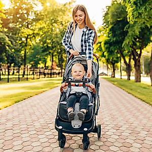 Piosoo Stroller Snack Tray with Cup Holder, Universal Stroller Snack Attachment, Upgraded Removable Non-Slip Grip Clip for Stroller Bar, Large Capacity