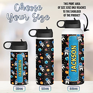wowcugi Personalized Astronaut Water Bottle Insulated Stainless Steel Sport Bottles 12oz 18oz 32oz Travel Cups Gifts for Astronomy Science Lovers Kids Birthday Christmas Back To School Presents Idea
