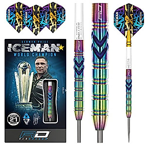 RED DRAGON Gerwyn Iceman Price Ionic 23 Gram Premium Tungsten Darts Set with Flights and Stems