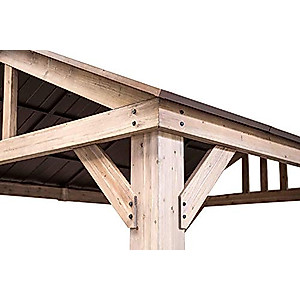 Coen L-GZ1171PWD-B Hudson Cedar Wood Pavilion with Hardtop, Gazebo, 14'x12', Natural/Brown