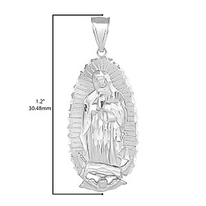 Claddagh Gold .925 Sterling Silver 1-1/5" Our Lady of Guadalupe Immaculate Conception Catholic Pendant