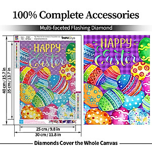 SupaDiya Easter Eggs Diamond Painting Kits for Adults Beginner, Full Drill Round Diamond Dots DIY 5D Diamond Art Kits, Paint by Numbers Adults Gem Art Painting Kit for Home Wall Decor (12x16 inch)