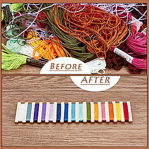 PH PandaHall 10PCS Embroidery Floss Organizer, 15 Slots Wooden Board Sewing Floss Accessories Sewing Thread Holder Wooden Board DIY Thread Storage for Work Studio Craft Class Storage Organizer Tool