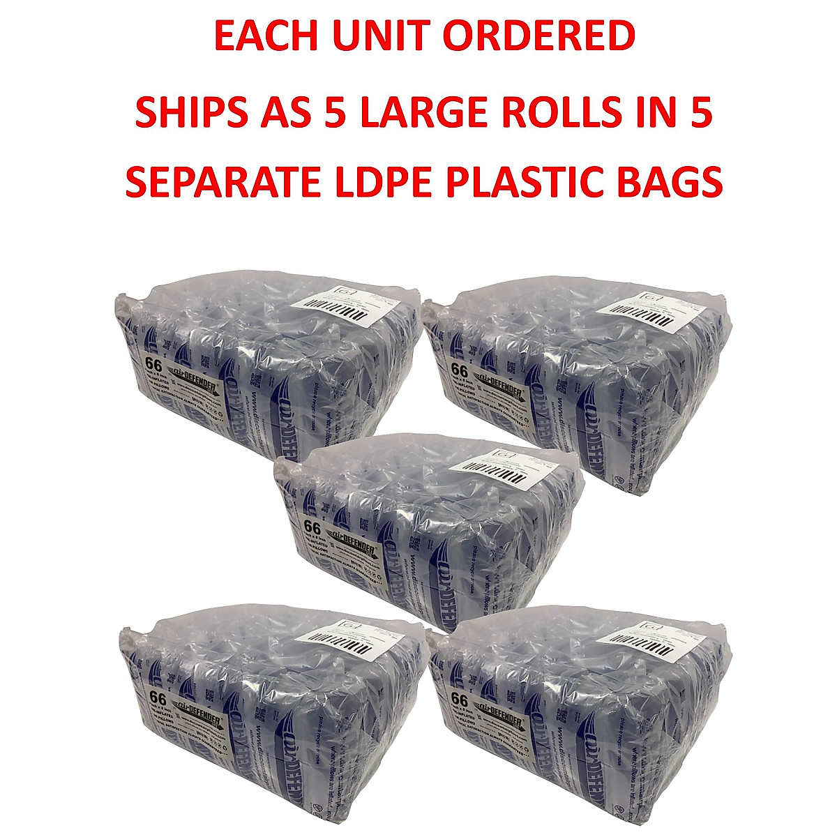 330 count 4x8 airDEFENDER air pillows 40 gallon 5.33 cubic feet void fill cushioning shipping packing package