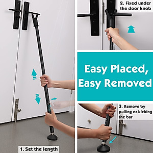 Door Security Bar & Sliding Patio Door Security Bar, 19 to 52 Inch Adjustable Door/Window/Sliding Door Security Bar from Inside, Heavy Duty Door Stopper for Apartment, Home Security, 2Pack