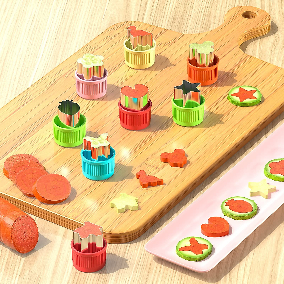 Sandwich Cutters for Kids Lunch,Sandwich Cutter and Sealer,Sandwich Cutter Set,Kids Lunch Accessories-Vegetable Fruit Cutter Set,Micky Mouse,Dinosaur,Star,Gingerbread Man Shapes(45Pcs)