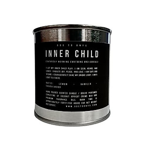 (Inner Child) ODE TO ONYX Premium Hand-Poured Non-Toxic Candle | Crackling Wood Wick | Long Lasting 45+ Hour Burn TIME | Gender-Neutral | Industrial TIN | 8OZ | Notes: Lemon, Vanilla, Sandalwood