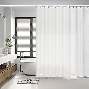 YINENN Frosted Shower Curtain Set with 12 Plastic Shower Hooks, Heavy Duty PEVA Waterproof 72Wx 72H Shower Curtain Liner for Bathroom, No Chemical Smell with Magnets and Rust Proof Metal Grommets