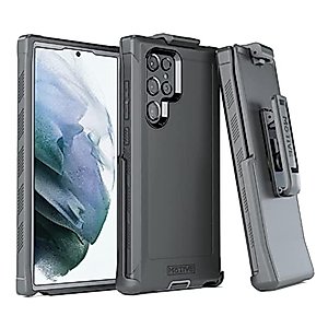 MOTIVE Samsung Galaxy S22 Ultra Heavy Duty Holster Case with Belt Clip | Military Grade Quad-Layer Rugged Phone Case - Black | Designed in New York - Bunker Series