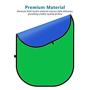 NEEWER 5x7ft/1.5x2m Chromakey Green Screen Blue Green 2 in 1 Double Sided Pop Up Collapsible Backdrop with Support Stand, Foldable Panel for Photo and Video Shooting, Live Streaming, Gaming