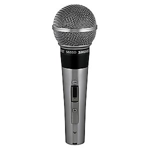 Shure 565SD-LC Classic Dynamic Vocal Microphone with Cardioid Pick-up Pattern, Silent Magnetic On/Off Switch (Lockable), Wind and "Pop" Filter for Vocals, Wire-mesh Front Grille - No Cable Included