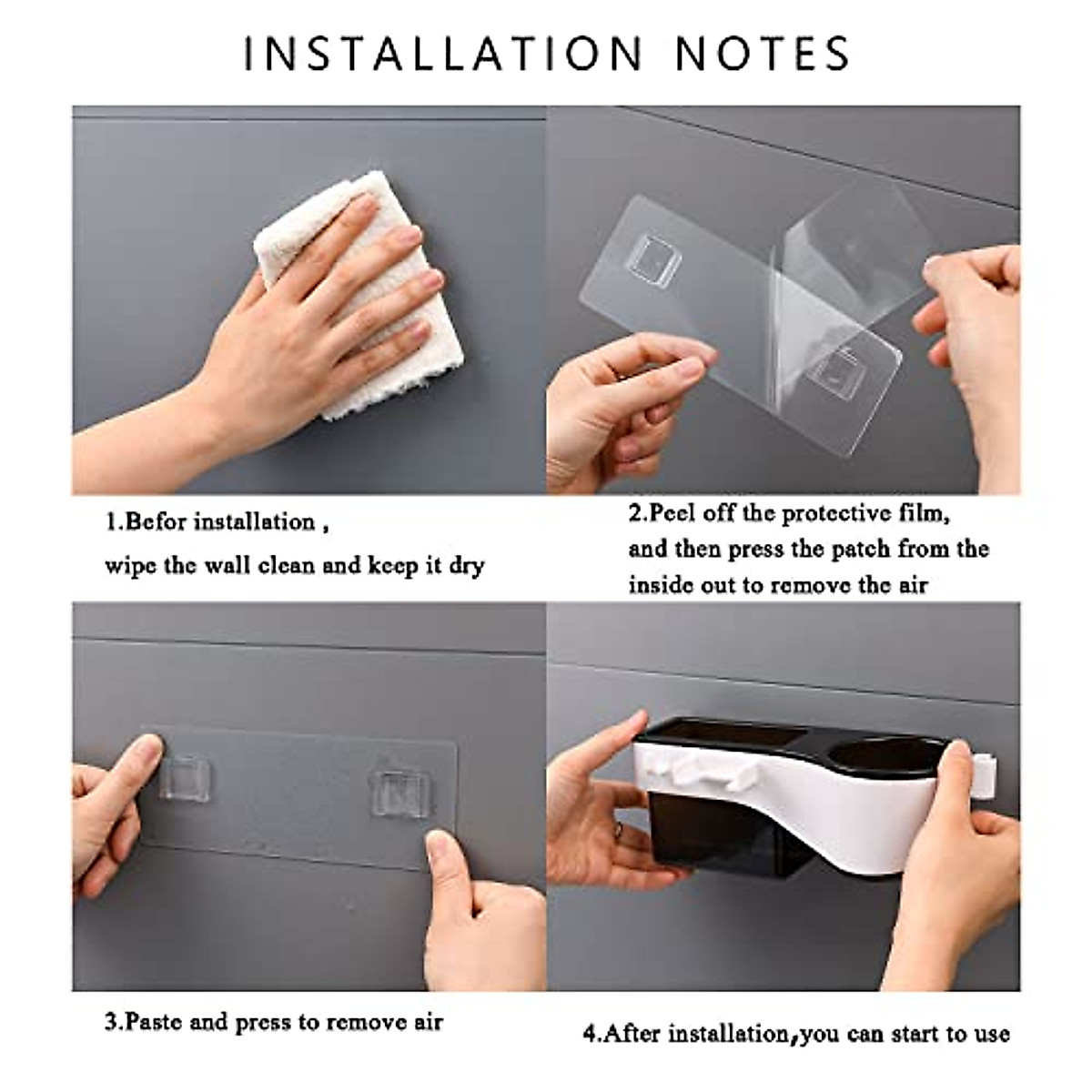 DREAMBOAT Hair Tool Organizer Wall Mount No Drilling Wall Mount Hair Dryer Holder Acrylic,Hair Organizer Storage Comb Bathroom Organizer Black