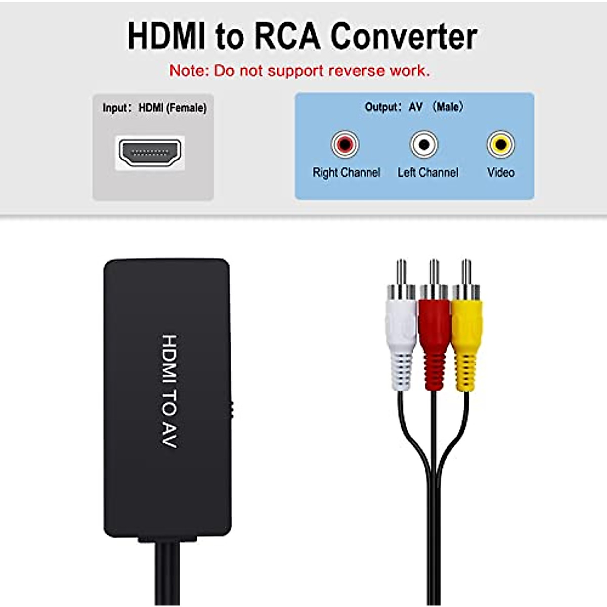 Dingsun RCA to HDMI Converter, Composite to HDMI Converter, AV to HDMI Adapter (HDMI to RCA Converter)