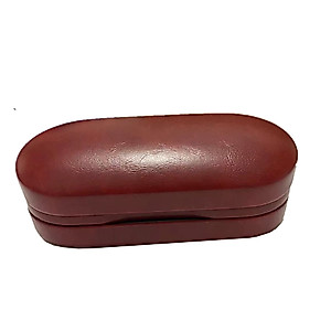 Classic 2 in 1 Glasses Case, PU Leather Hard Shell Eyeglasses Case (Red)