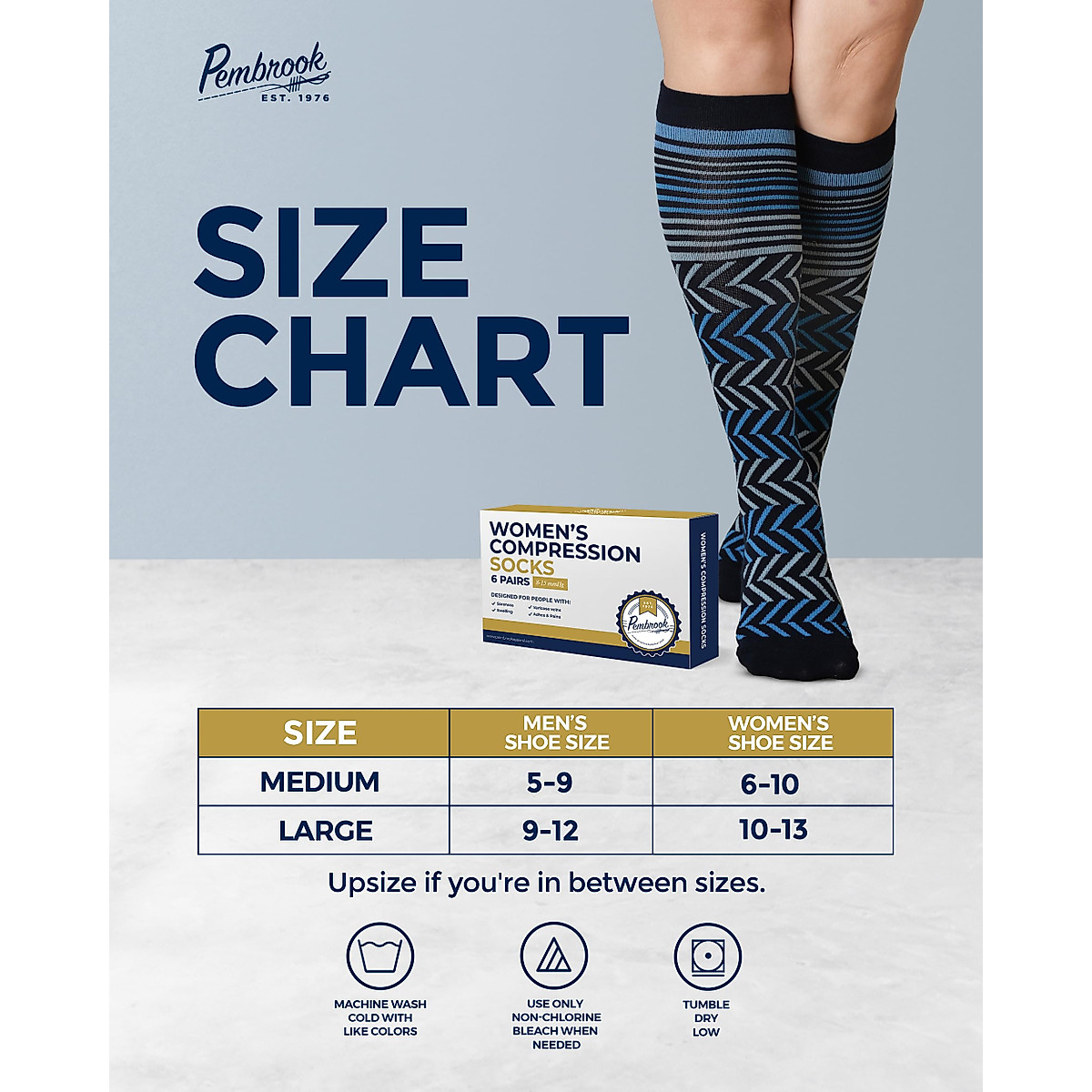 Pembrook Light Compression Socks for Women - 6 Pairs | 8-15 mmHg Compression Socks Women | Polkadots, Polkadots, Argyle, Striped Compression Socks Women | Cotton Compression Socks for Women